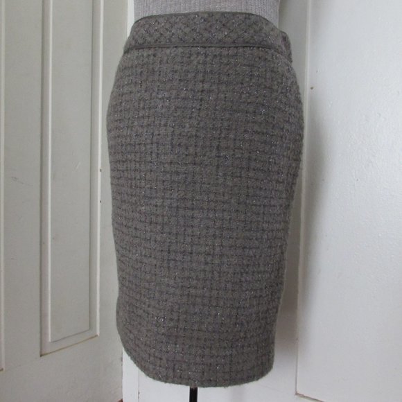 J. Crew | Skirts | J Crew Gray Pencil Skirt With Metallic Squares ...